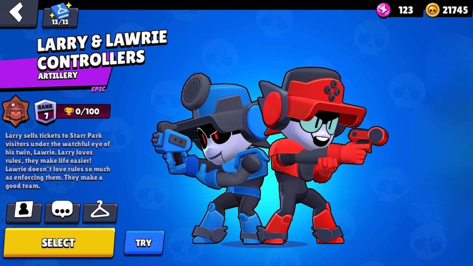 Todas las Skins de Larry & Lawrie en Brawl Stars